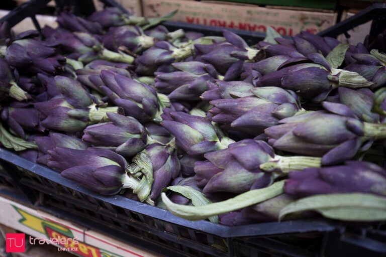 Purple artichokes at Rialto Market
