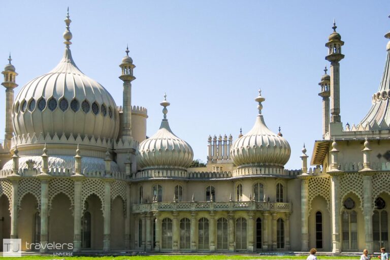 The onion-shaped domes of the Royal Pavilion in Brighton