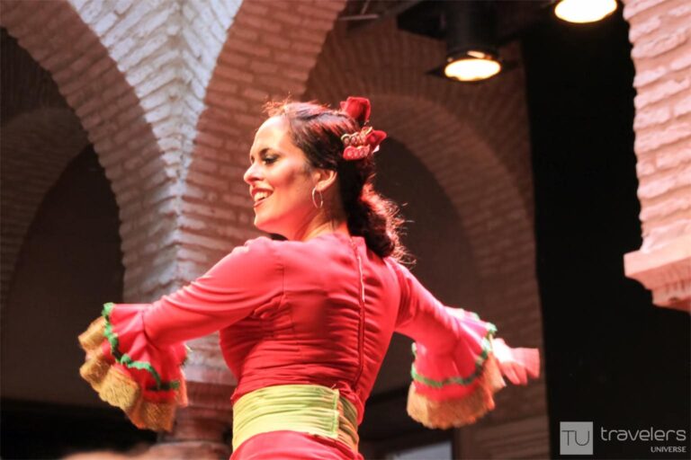 A flamenco dancer in a tablao