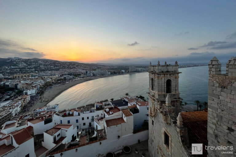 Sunset view of Peñiscola from the Papa Luna castle