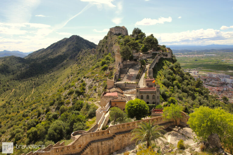 View of the Xativa castle and surrounding rolling hills
