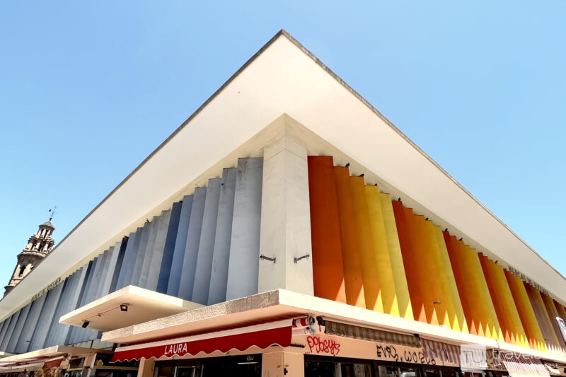 The colorful, Pantone-gradient-inspired facade of Mercado de Russafa