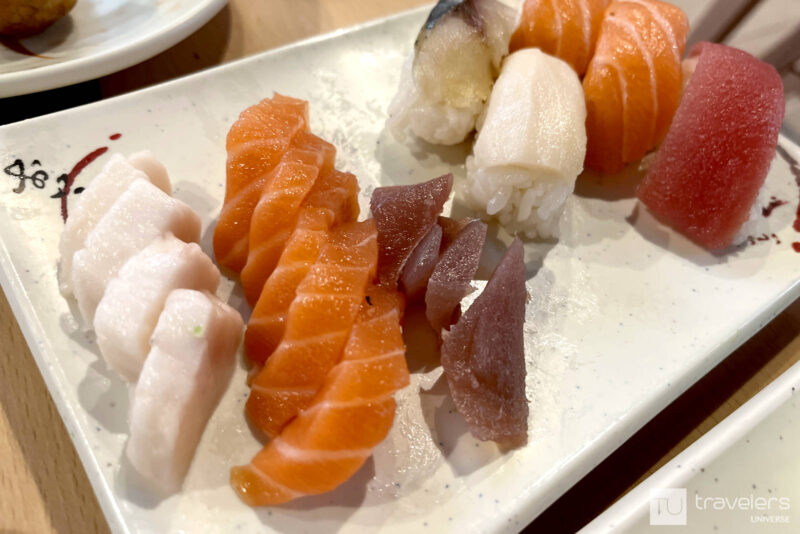 Sashimi and sushi on a plate