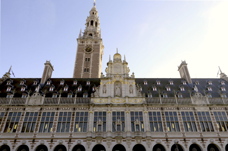 Facade of the KU Leuven with the tower 