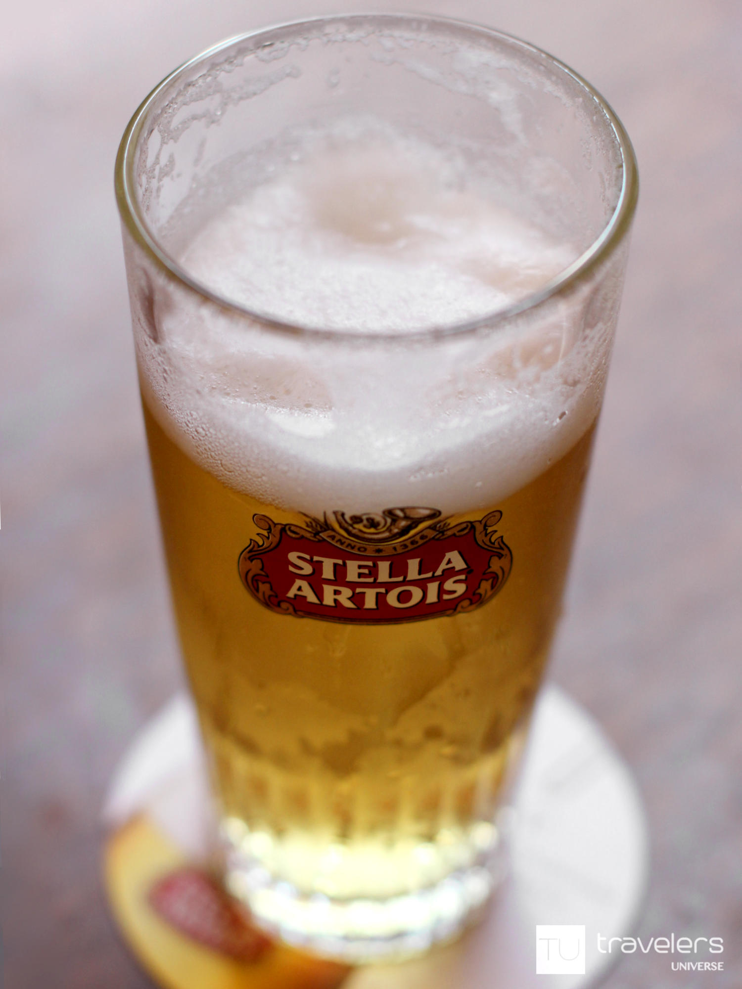 A glass of Stella Artois