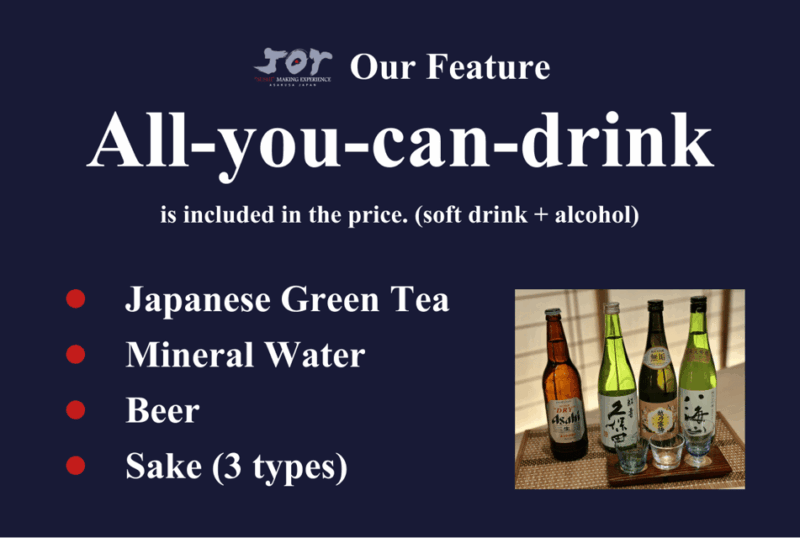Sushi Making Tokyo｜JOY ASAKUSA - Meal Time and Beverage Options