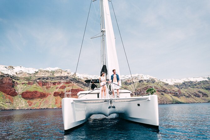 Santorini: Caldera Classic Semi-Private Cruise With BBQ & Drinks - Exploring the Red Beach