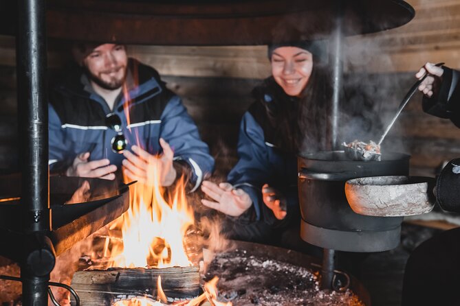 Lappish Lunch Break -Snowmobiling, Ice Fishing and Tasty Food - Savoring Traditional Lappish Cuisine