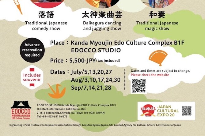 Traditional Rakugo, Juggling and Magic Show 【Myojin Show Rakuza】 - Pricing and Cancellation Policy
