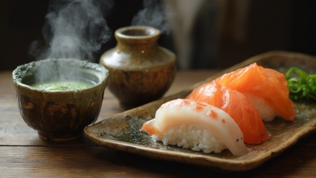 green tea enhances sushi experience