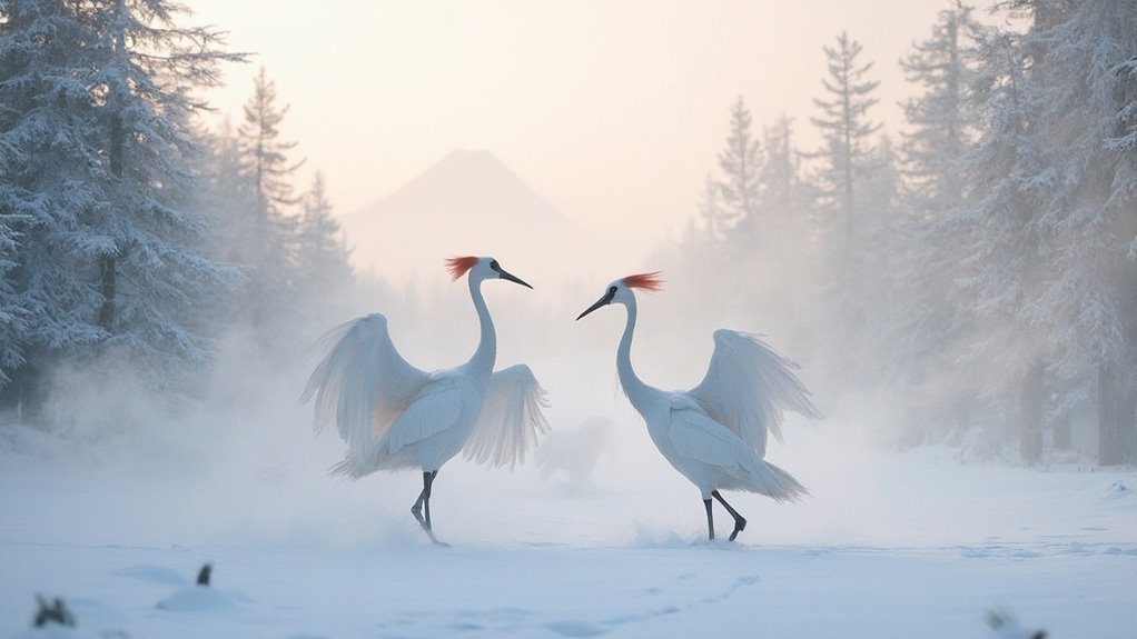 majestic red crowned cranes sanctuary