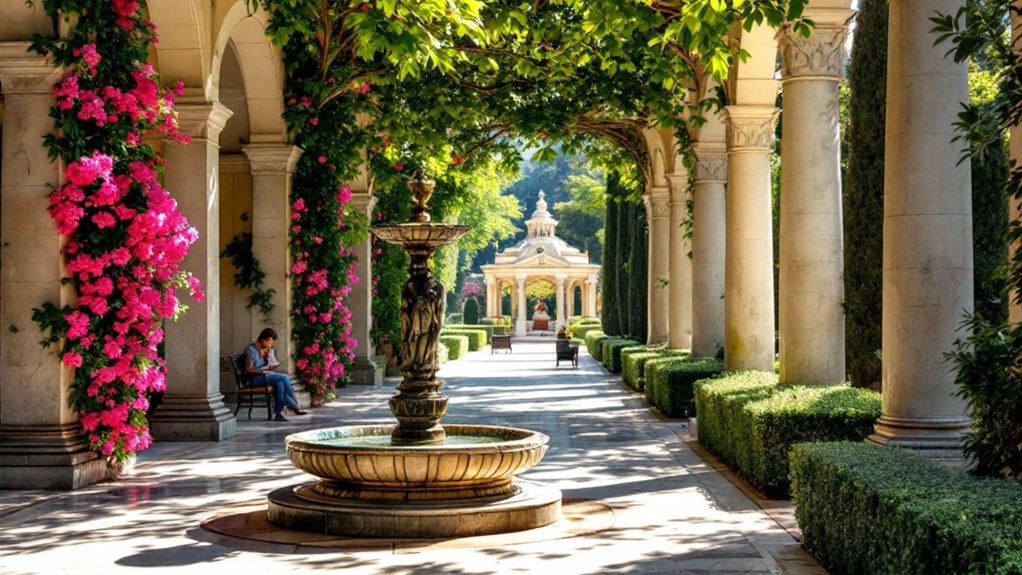 neoclassical tranquil garden escape