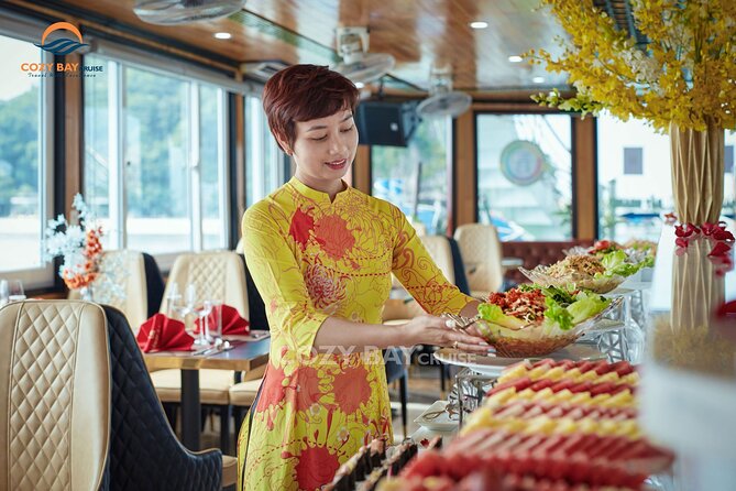 Cozy Bay Halong 5-Star Day Cruise, Buffet, Cave, Kayak, Swimming - Frequently Asked Questions