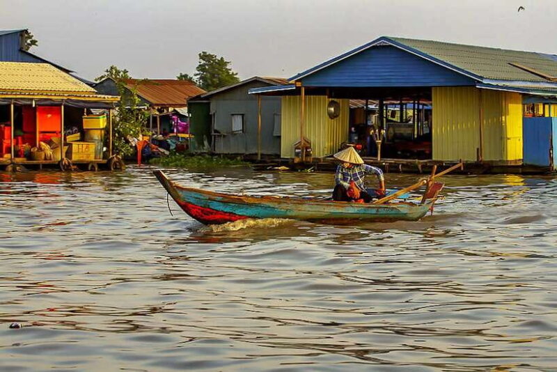 Siem Reap Floating Village Kampong Phluk Sunset with Boat - Sunset and Local Cuisine