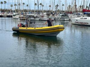 Barcelona: Speed boat skyline view