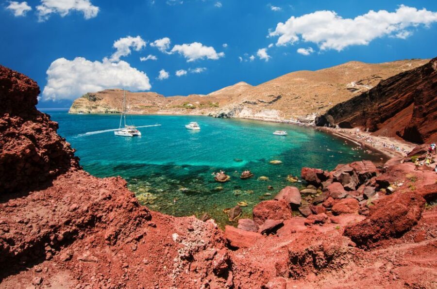 Archaeological Bus Tour To Akrotiri Excavations & Red Beach - Charming Megalochori Village
