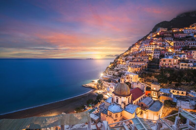 Evening drive along the Amalfi Coast and seaside dinner. - Key Points