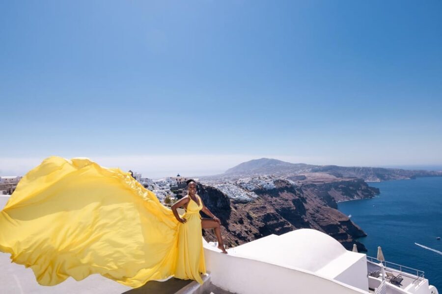Flying dress Photoshoot in Santorini with Hotel Pickup - Transportation and Comfort