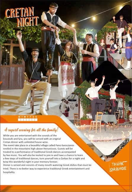 Heraklion:Cretan Evening with Traditional Dinner&Dance Show - The Evenings Highlights: Music, Dance, and Hospitality