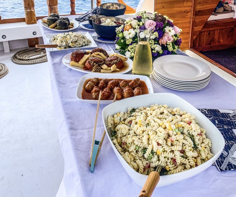 Rhodes: Cruise with 3 Stops, Lunch and Unlimited Drinks - The Lunch: Greek Flavors on Board