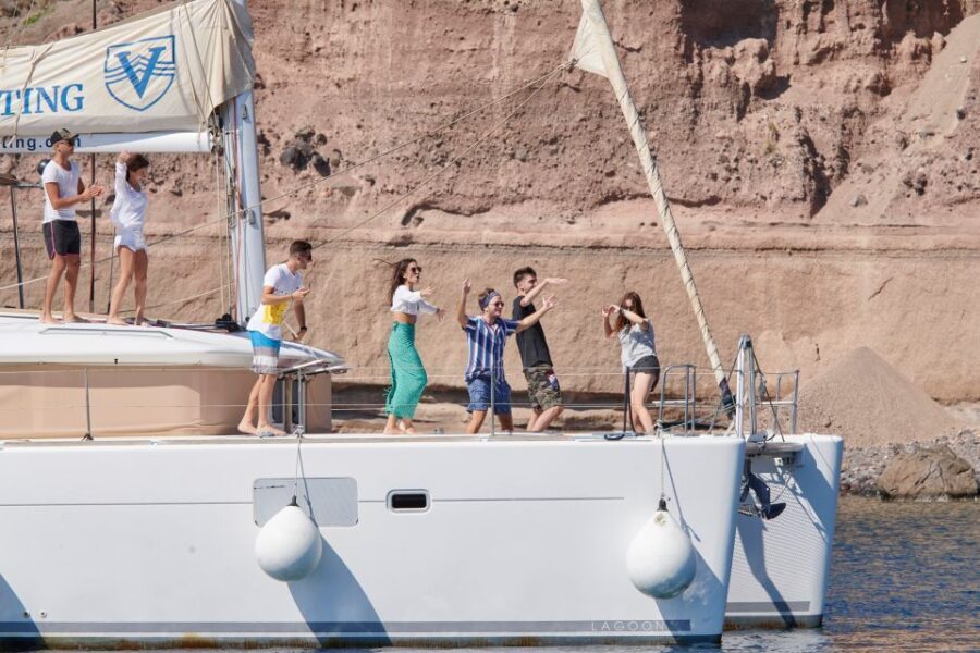 Santorini Gold Catamaran Cruise with Snorkel, BBQ & Open Bar - Exploring the Volcano & Hot Springs