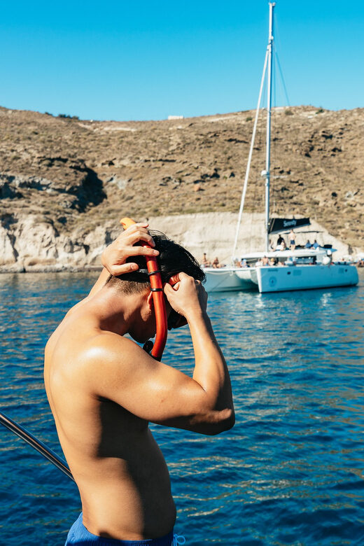 Santorini: Private Catamaran Tour with BBQ Meal and Drinks - Frequently Asked Questions