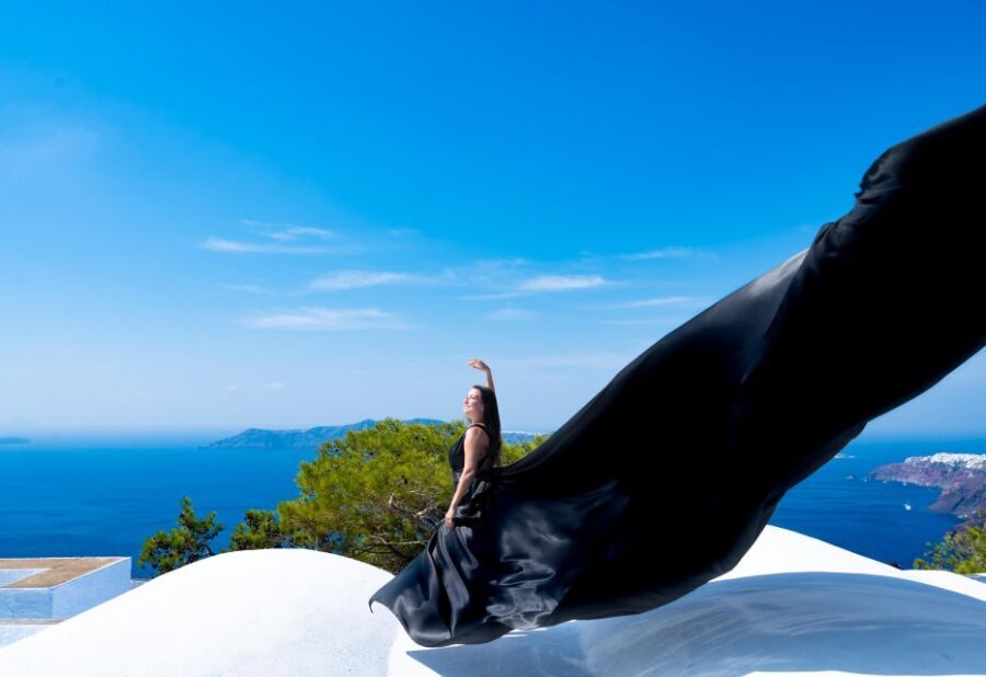 Santorini: Private Flying Dress Photoshoot with Pickup - The Itinerary in Detail
