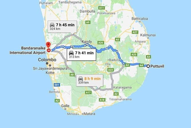 Pottuvil City to Colombo (CMB) Airport Private Transfer - The Itinerary and What to Expect