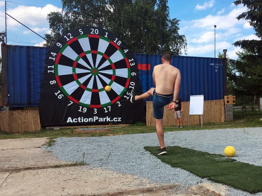 Prague: Giant Football Darts Game with Round of Beers & BBQ - The Main Event: Giant Football Darts Game