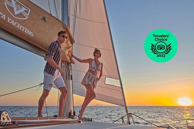 Santorini Gold Catamaran Cruise with BBQ, Drinks and Hotel Pickup - The Food and Drink Experience