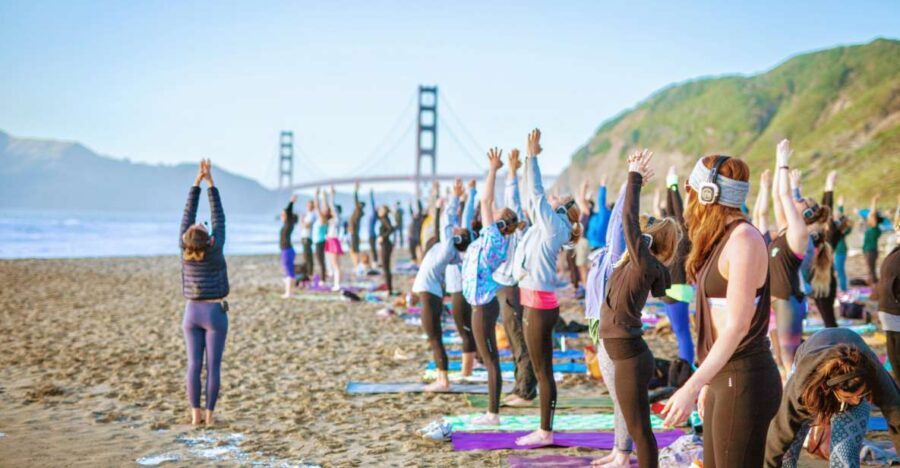 San Francisco: Silent Disco Yoga at Baker Beach - The Schedule and Variations