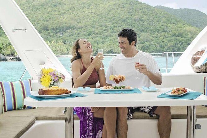 Private, Luxury Virgin Islands Sunset and Champagne Cruise for Twelve Guests - Cruising Around St. Thomas, St. John, and St. James