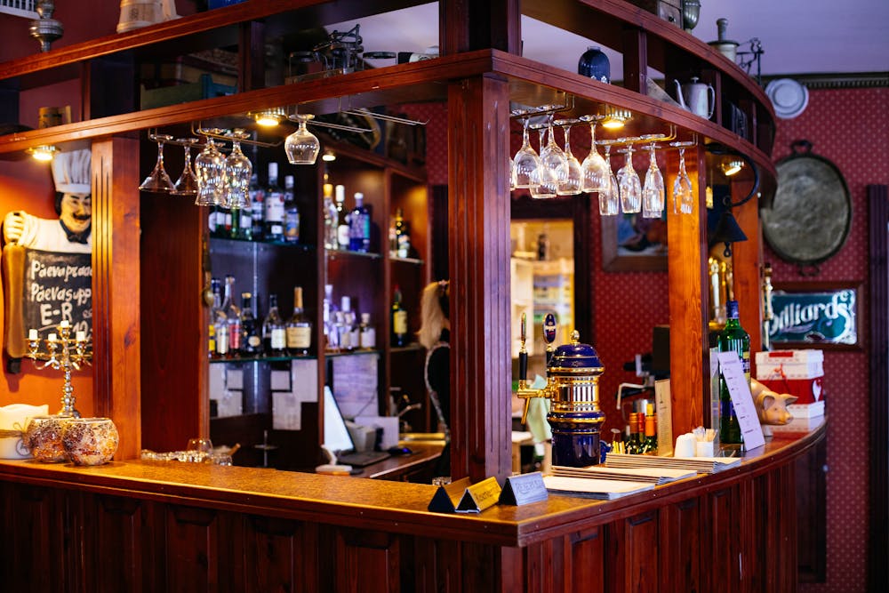 Cozy brown bar interior in Amsterdam