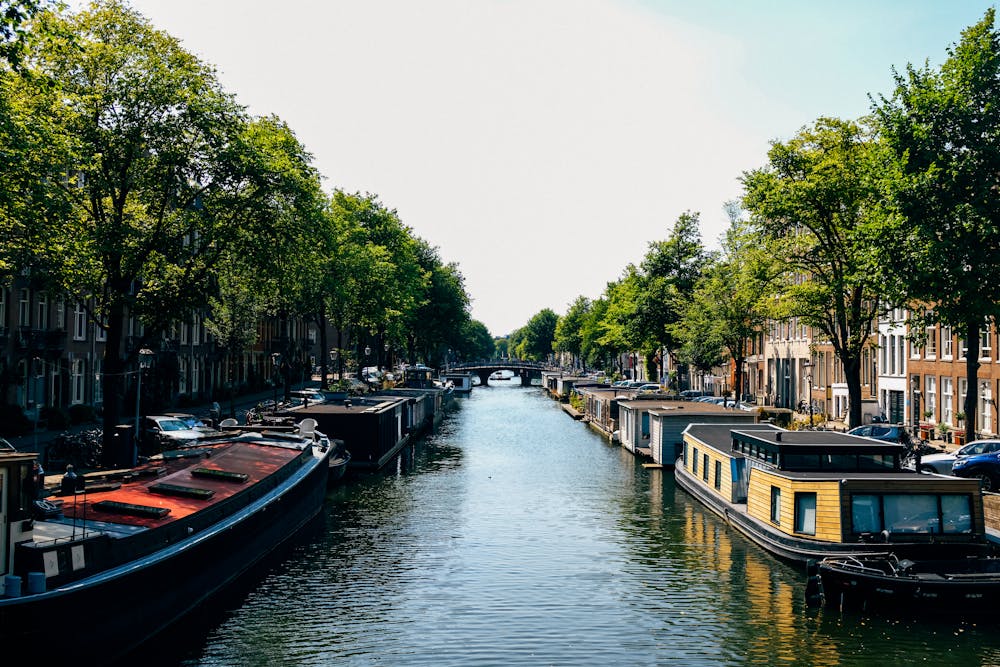 Amsterdam canal with houseboats