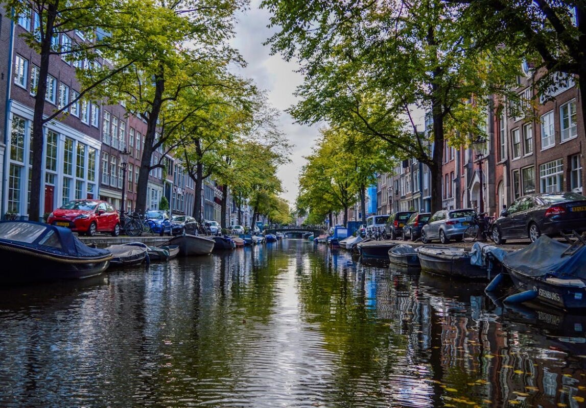 Kayaking through Amsterdam canals