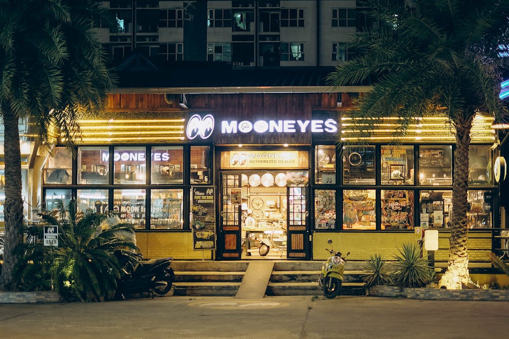 Khao San Road at night with neon signs and crowds