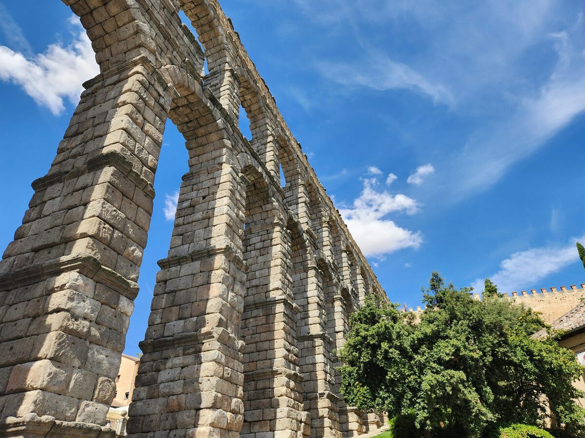 Roman aqueduct in Segovia Spain