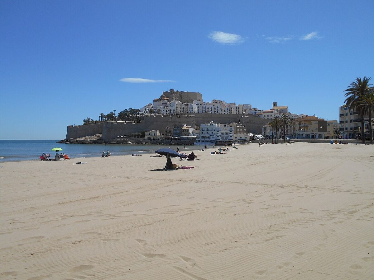 Peniscola castle rising from a rocky peninsula into the Mediterranean
