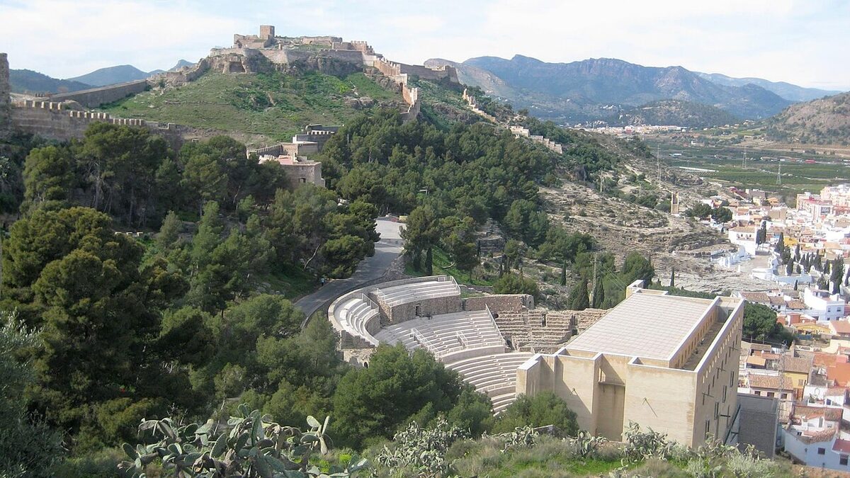 Sagunto castle ruins and Roman theatre overlooking the town