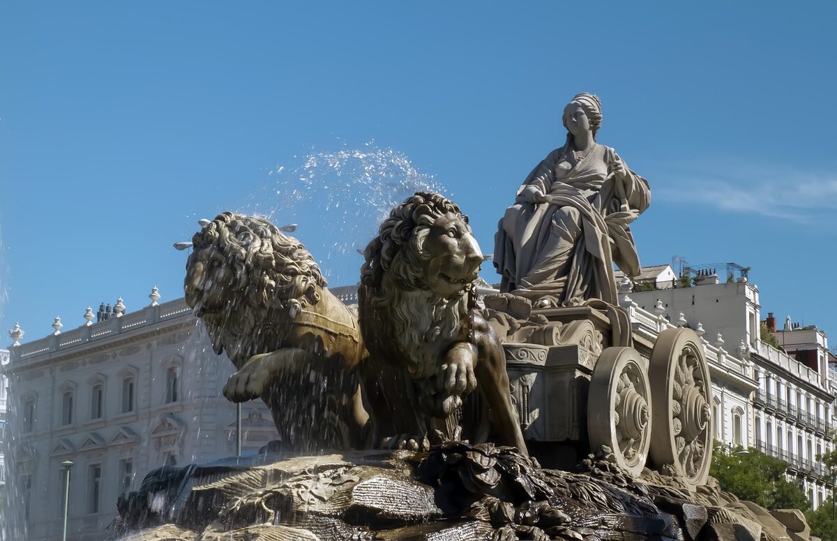 Cibeles Fountain and Palace in central Madrid