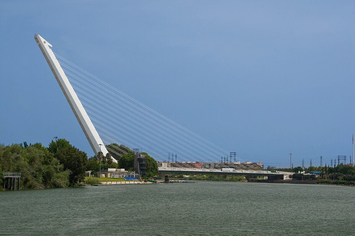 Puente del Alamillo bridge by Santiago Calatrava over the Guadalquivir in Seville