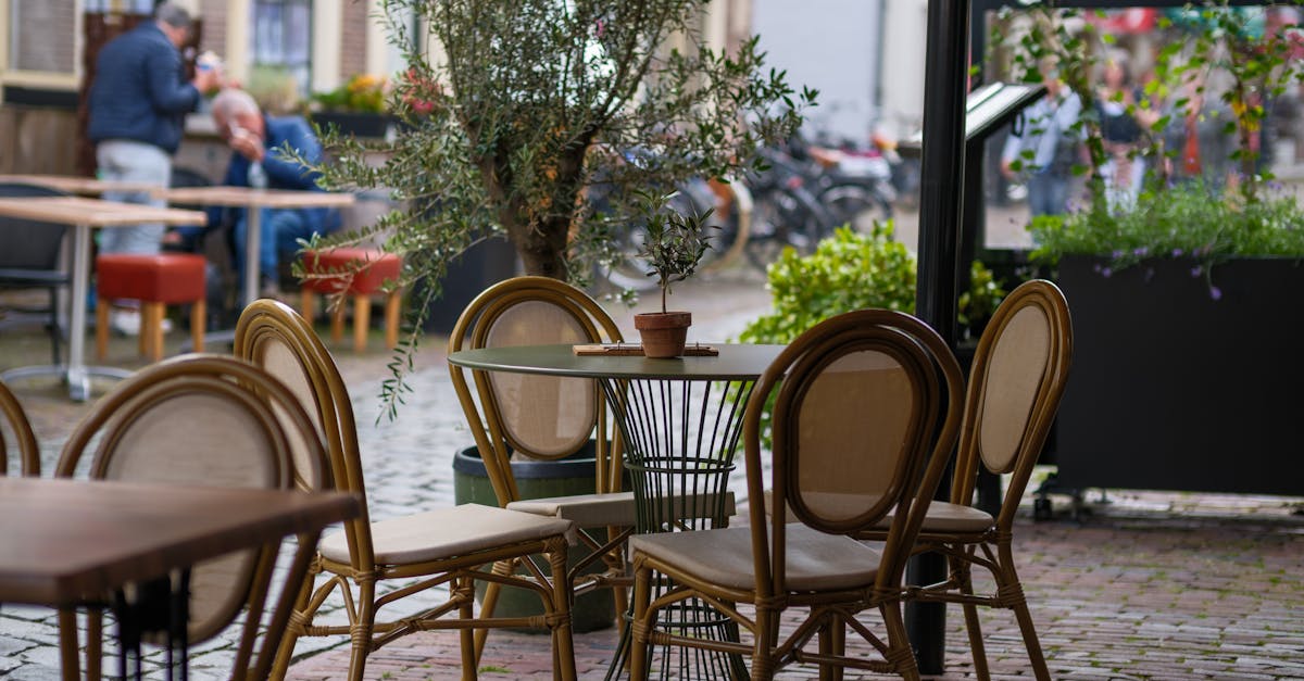 Outdoor cafe terrace on a sunny street