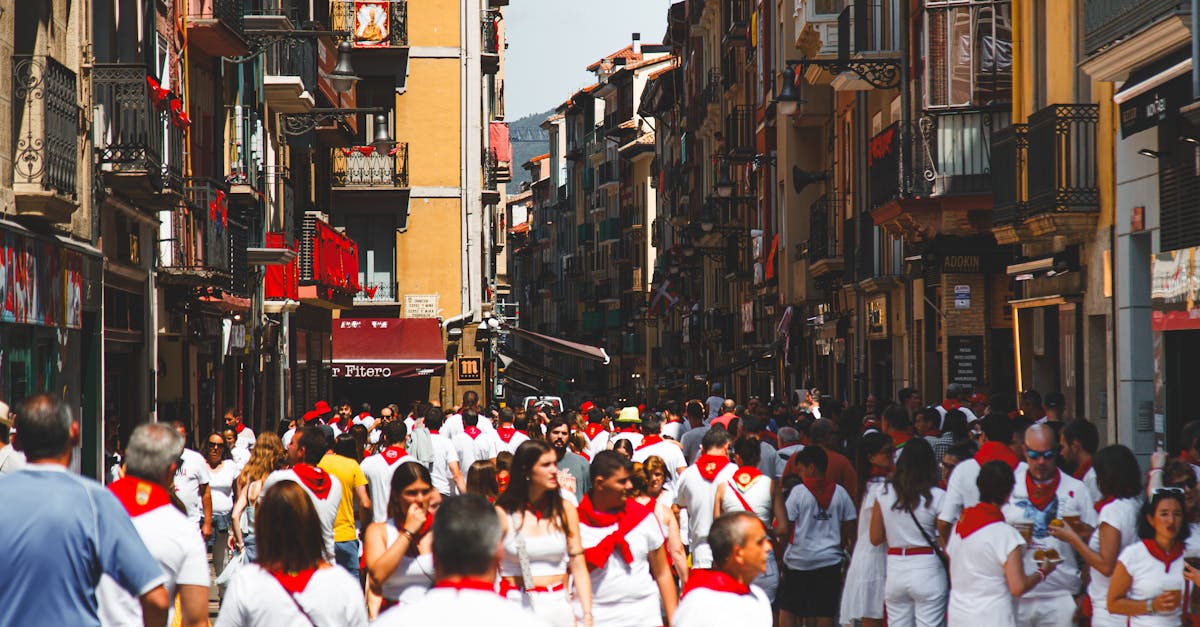 Festival crowd in Pamplona during San Fermin
