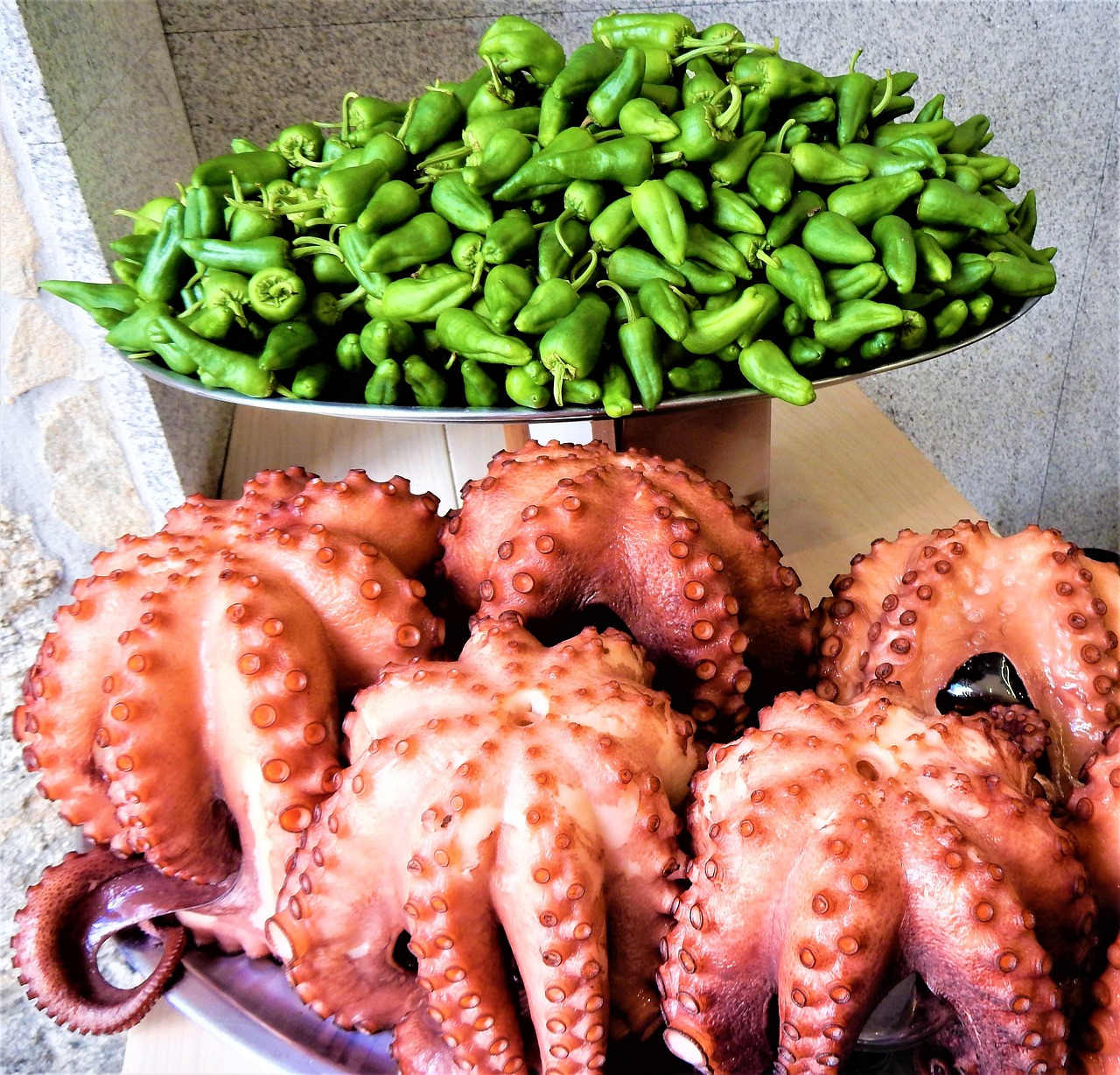 Galician pulpo a feira octopus served with pimenton and olive oil