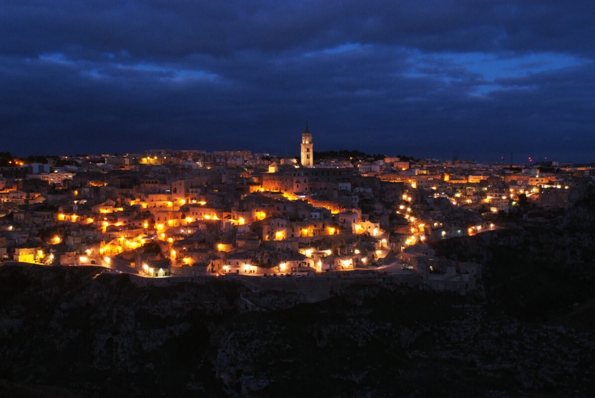 View of Matera Sassi from Murgia Materana park