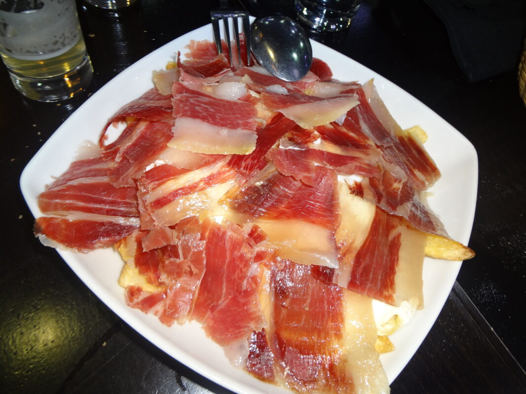 Spanish tapas spread with various small plates