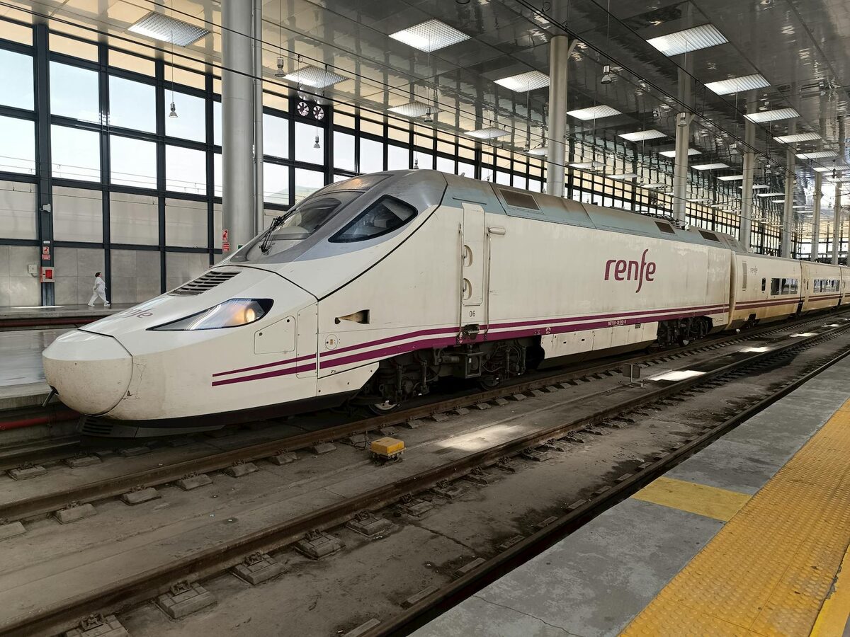 High speed AVE train at a Spanish railway station