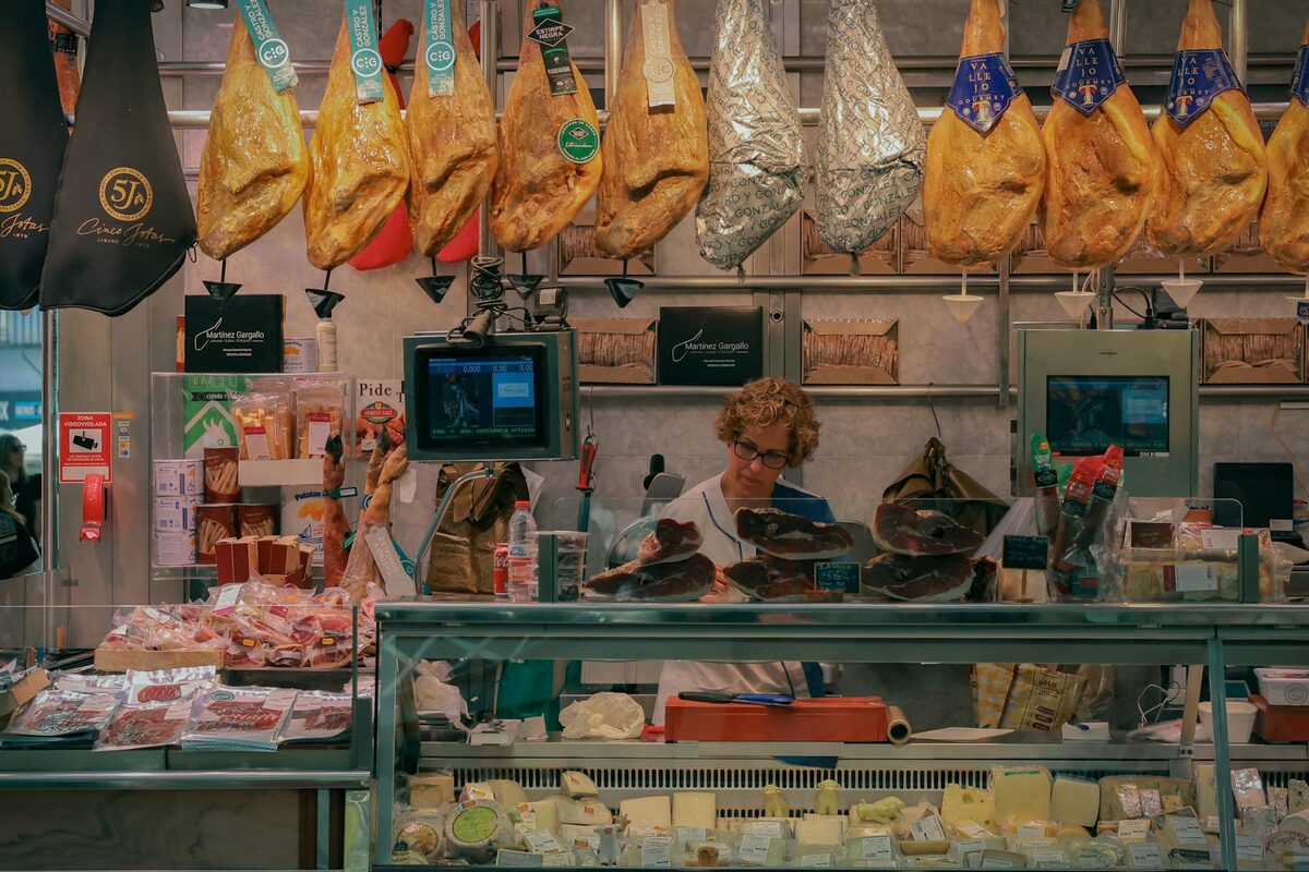 Jamon and cheese at Valencia market