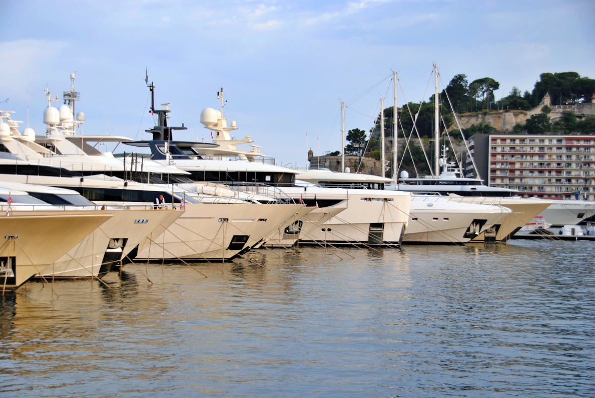 Elegant yachts moored in the scenic harbor of Monaco