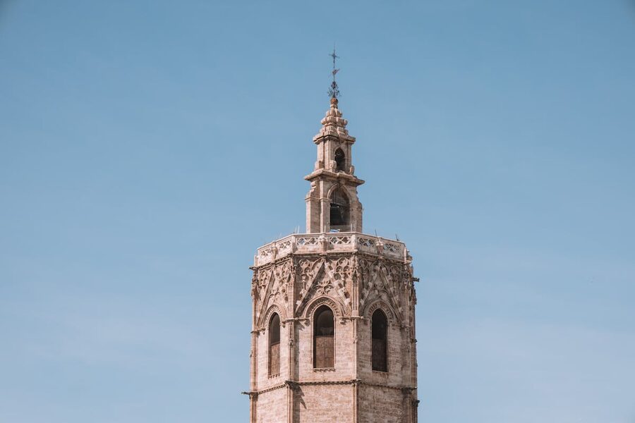 Miguelete bell tower of Valencia Cathedral against clear sky